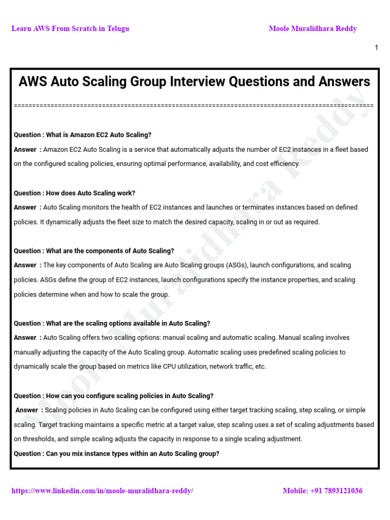AWS Auto Scaling Group Interview Questions and Answers - Telugu DevOps Guru - Muralidhara Reddy ...