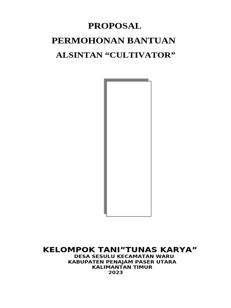 Proposal Alsintan Cultivator Desa Sesulu | PDF