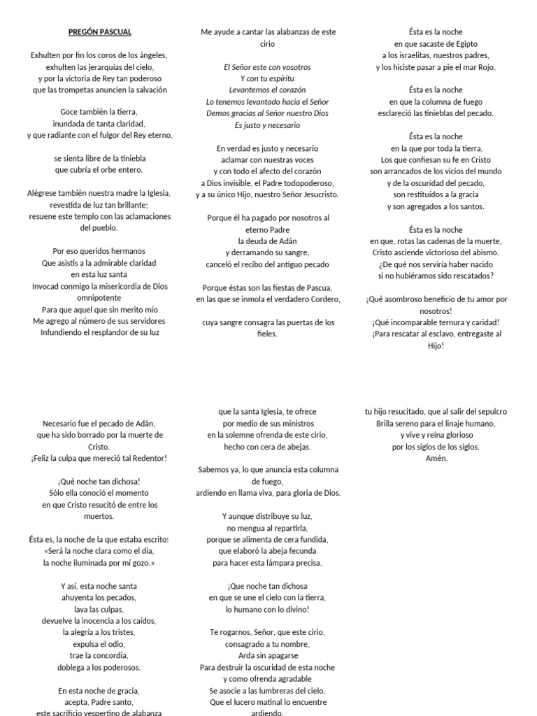 Pregón Pascual: Celebración de la Resurrección | PDF | Cristo (título ...