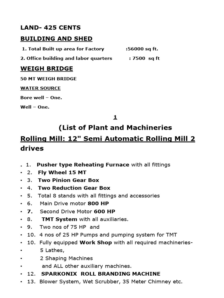 Kay Pee Plant and Machinery & Shed | PDF | Transformer | Machines