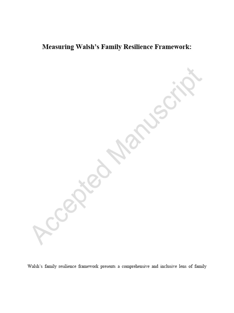 Measuring Walsh S Family Resilience Framework Reliability and Validity of The Family Resilience ...