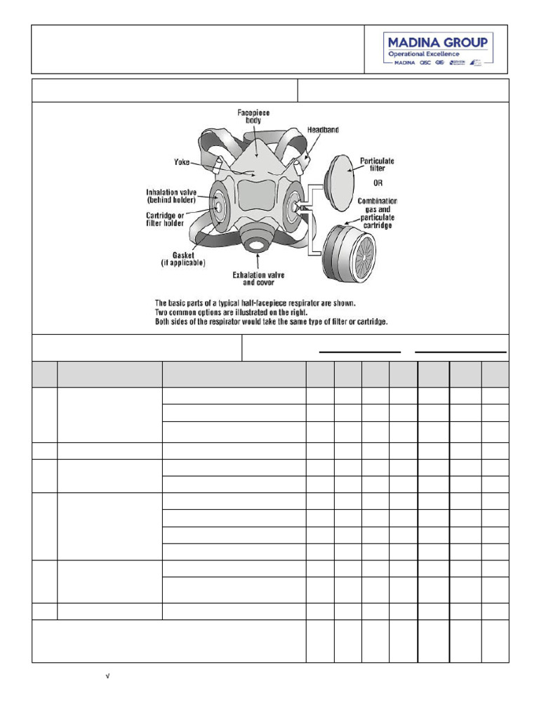Cartridge Respirator Replacement Logsheet Form | PDF