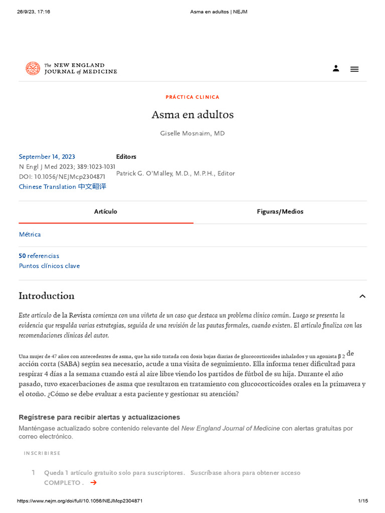 Estrategias para el manejo del asma en adultos | PDF | Asma | Tos