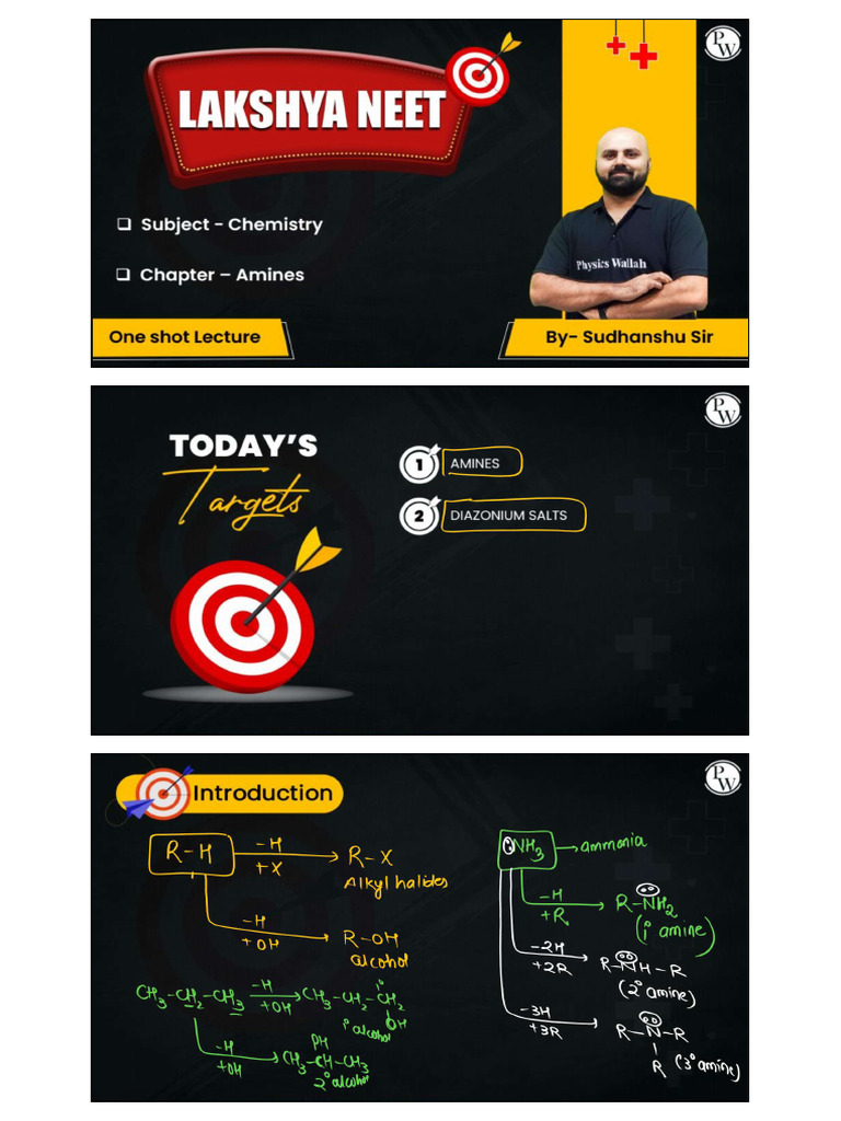 Amines - (One Shot) Class Notes | PDF