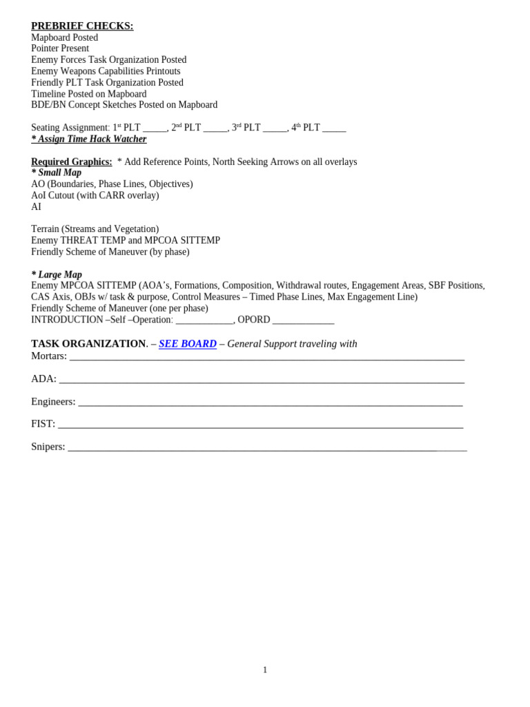 OPORD BRIEF Template | PDF | Warfare | Military Science