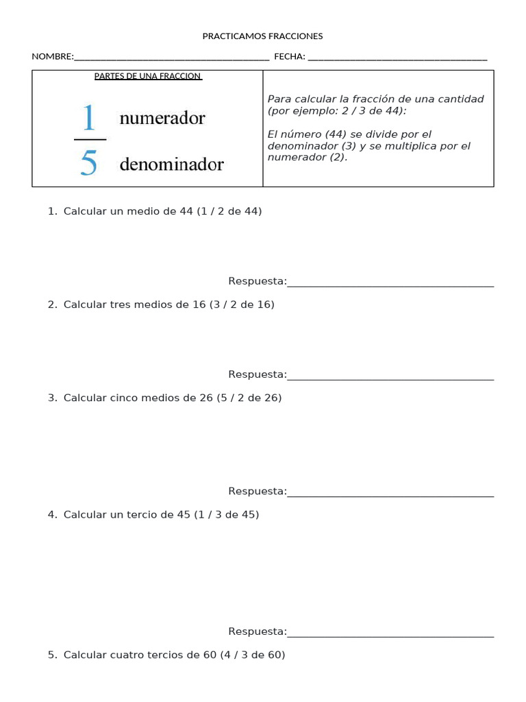 Practicamos Fracciones | PDF