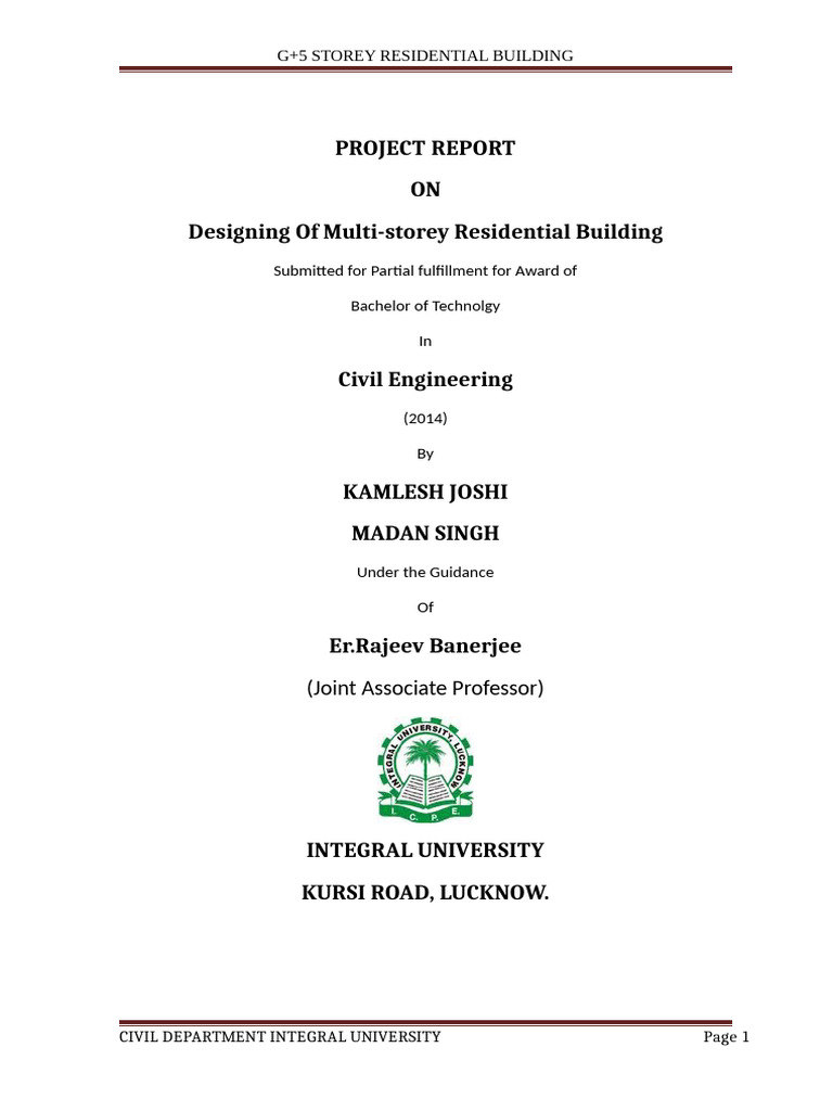 G+5 Multi-Storey Building Design Report | PDF | Structural Load ...