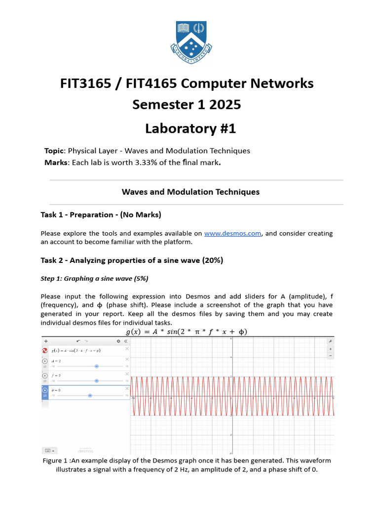 FIT3165 - FIT4165 - Week 2 - Lab - 01 | PDF | Modulation | Frequency Modulation