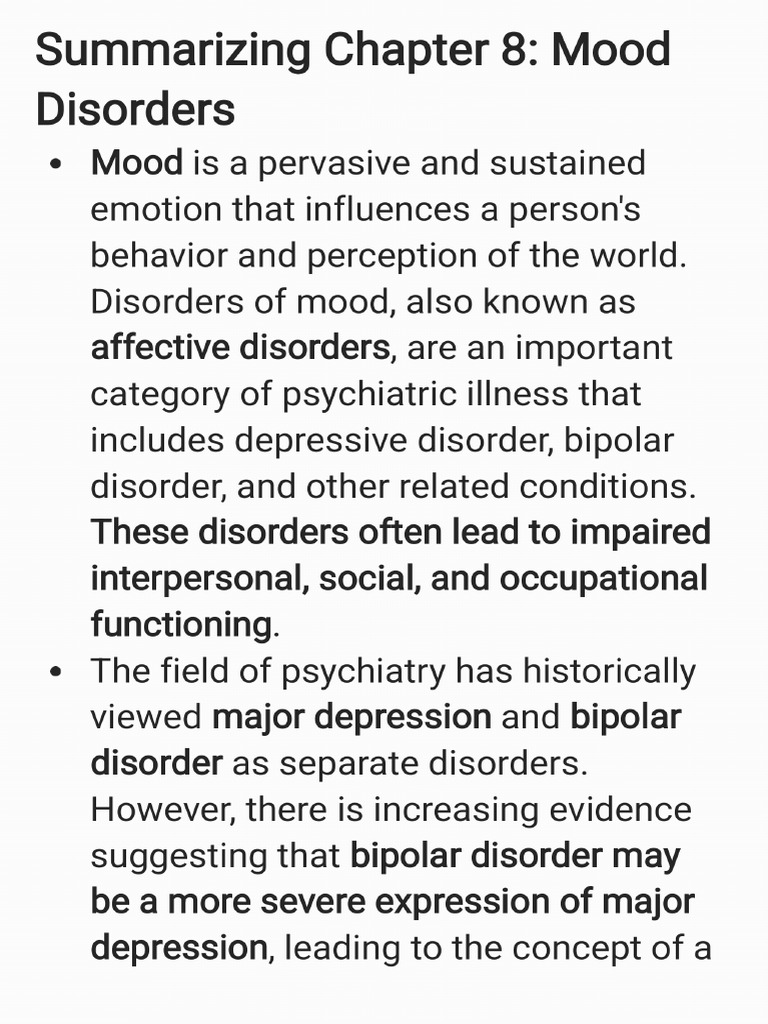 Mood Disorders (Synopsis-11) | PDF