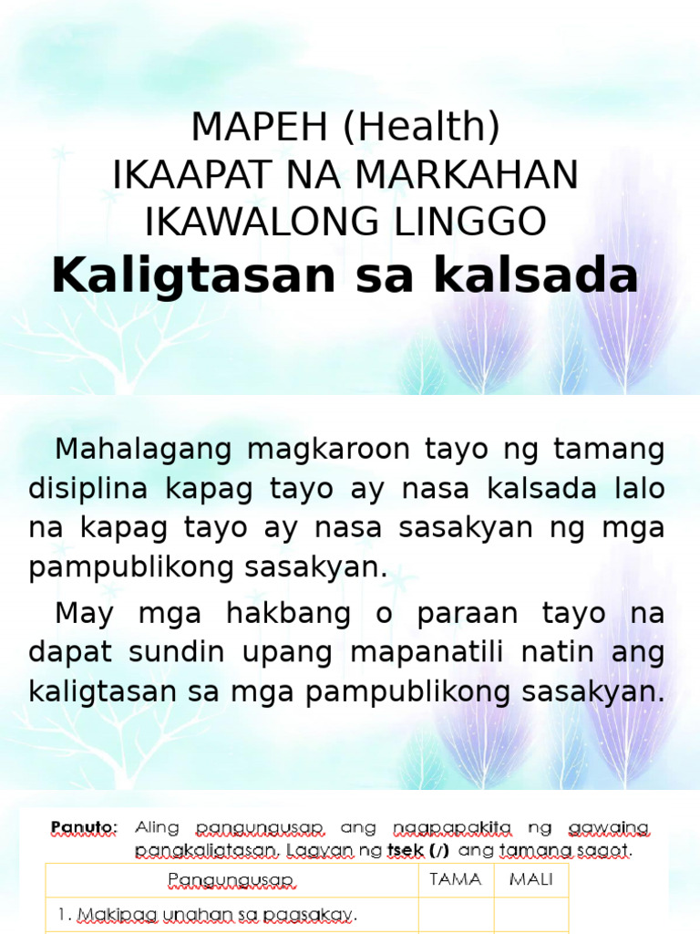 MAPEH (HEALTH) - Q4 - WEEK 6 - DAY 2l | PDF