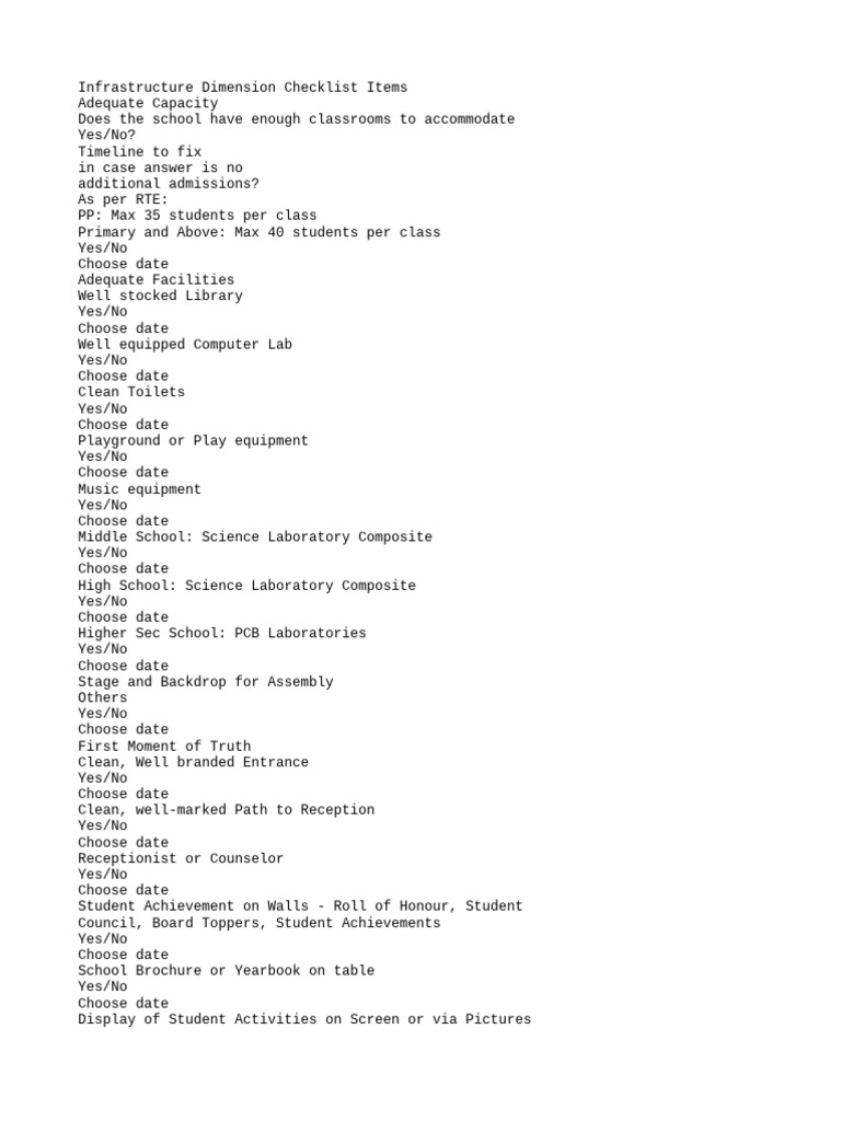 Infra Checklist - JPG | PDF