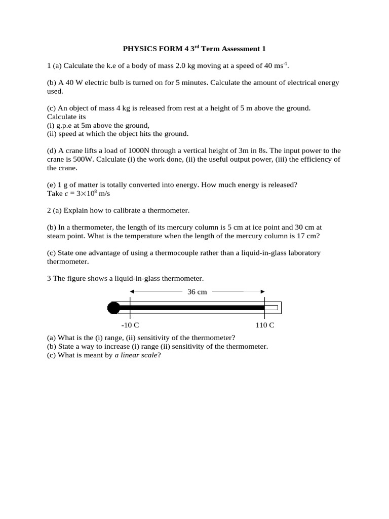 Physics 3rd Term Assessment Papers | PDF | Temperature | Heat Capacity