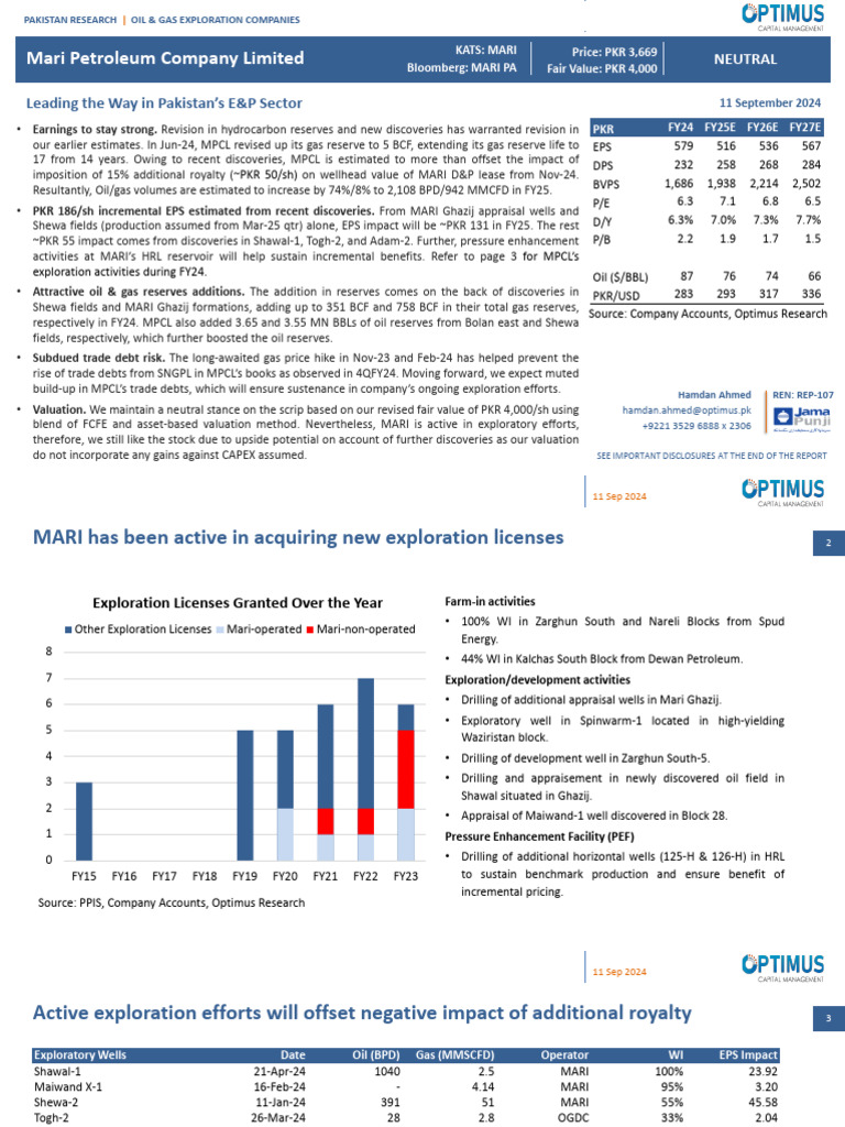MARI - Leading The Way in Pakistan's E&P Sector | PDF | Natural Gas ...
