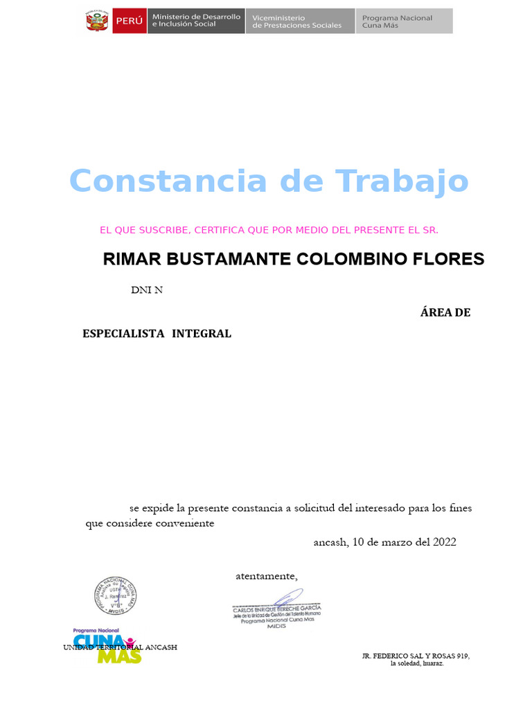 Especialista Integral Cuna Mas | PDF