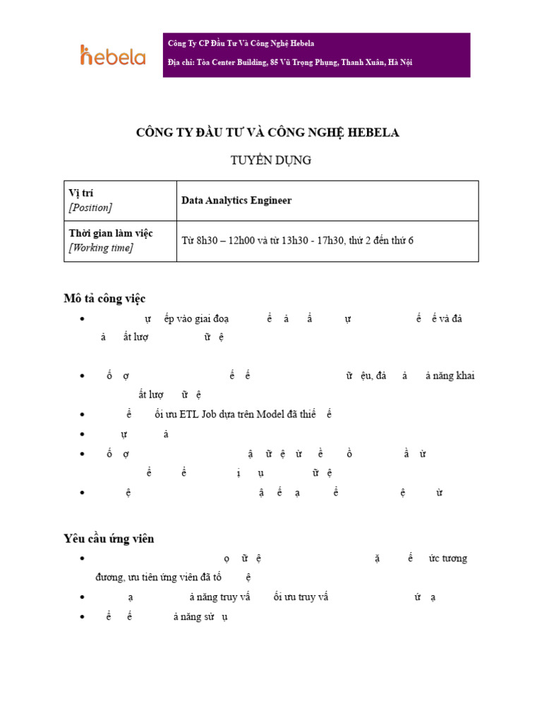 JD Data Analytics Engineer | PDF