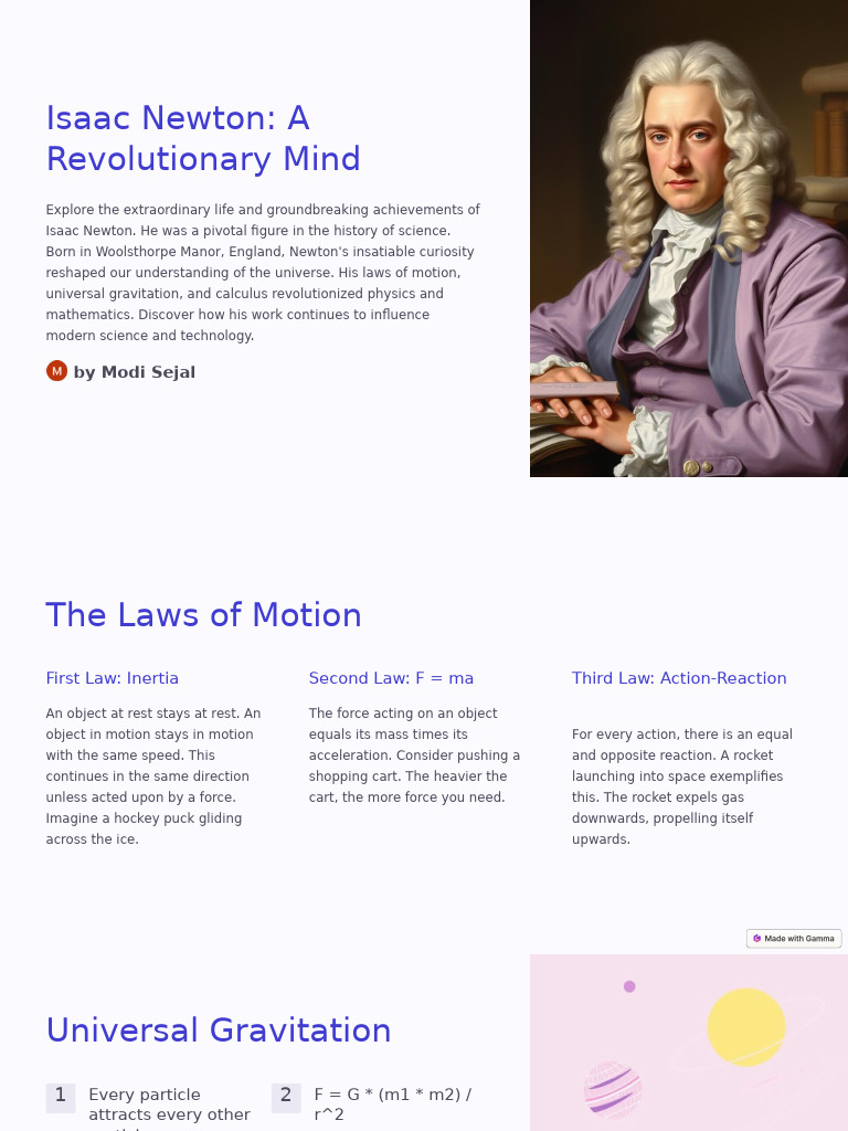 Isaac Newton: Life, Laws, and Legacy | PDF | Isaac Newton | Force