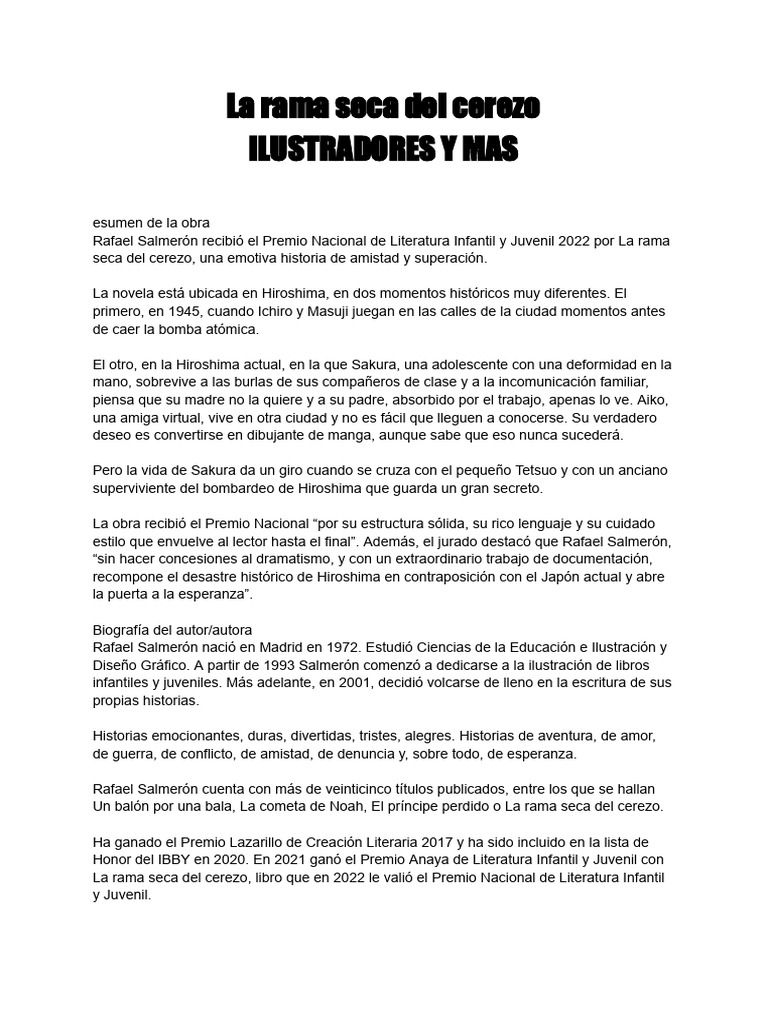 La rama seca del cerezo: amistad y superación | PDF