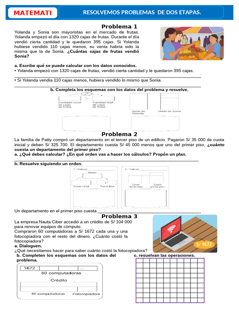 Problemas de Dos Etapas para Primaria | PDF | Economias