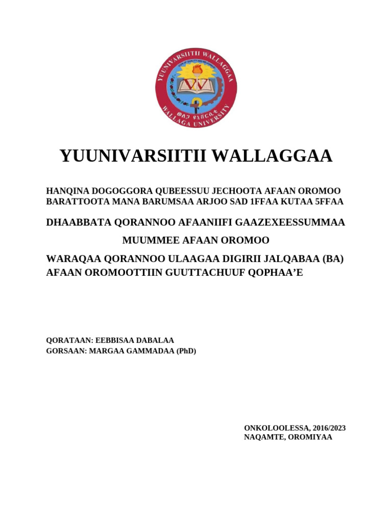 44qorannoo Eebbisaa Dabalaa Isa Sirraa'e.44 | PDF