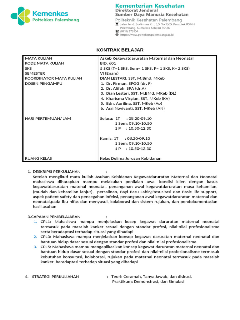 Kontrak Belajar Gadar 20242 | PDF