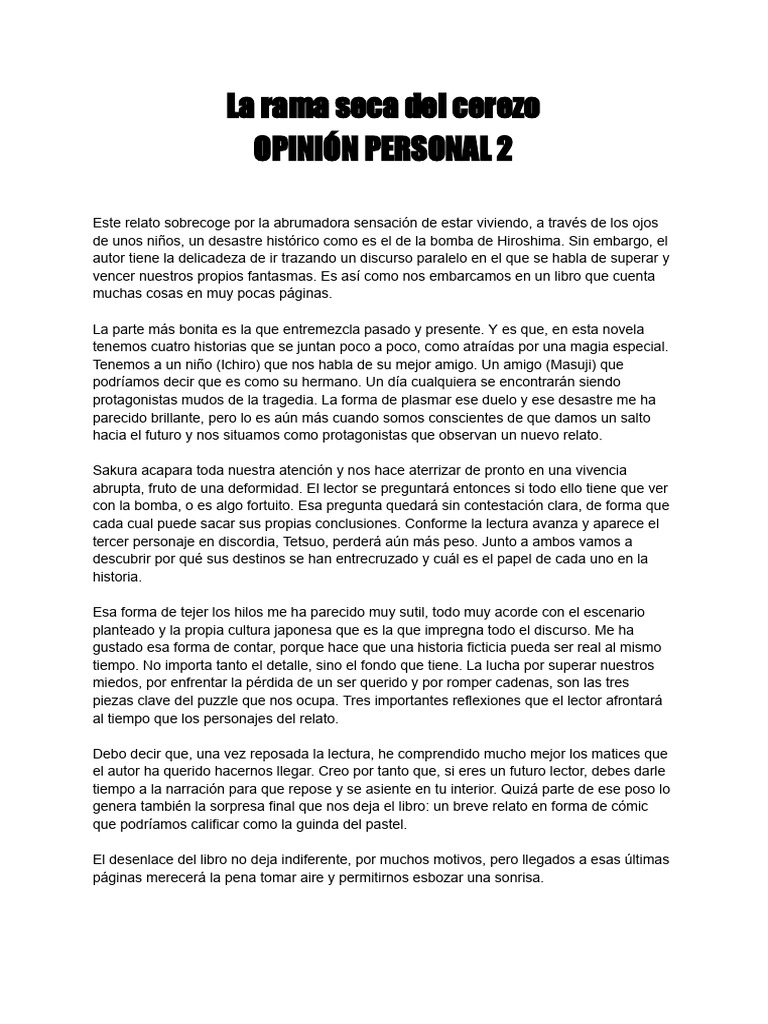 La Rama Seca Del Cerezo OPINIÓN PERSONAL 2 | PDF