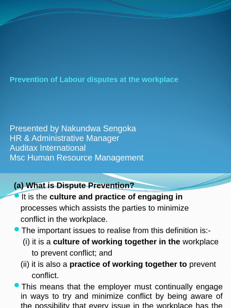 Prevetion of Labour Dispute | PDF | Employment | Human Resources