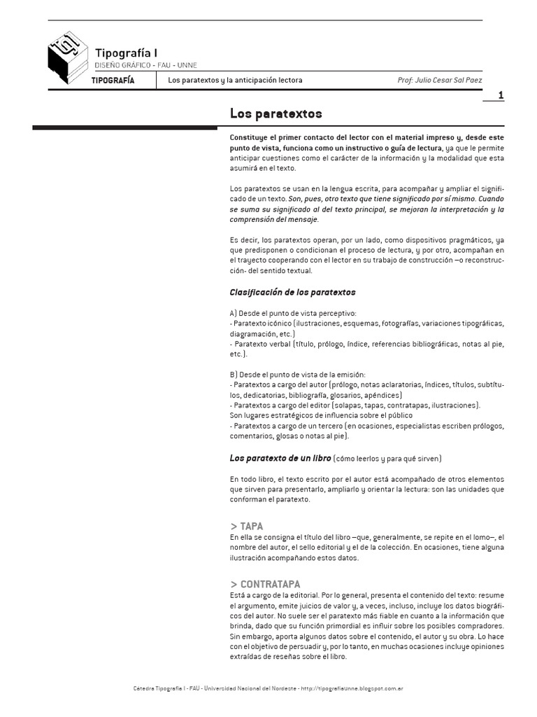 5) Los paratextos | PDF | Escritura