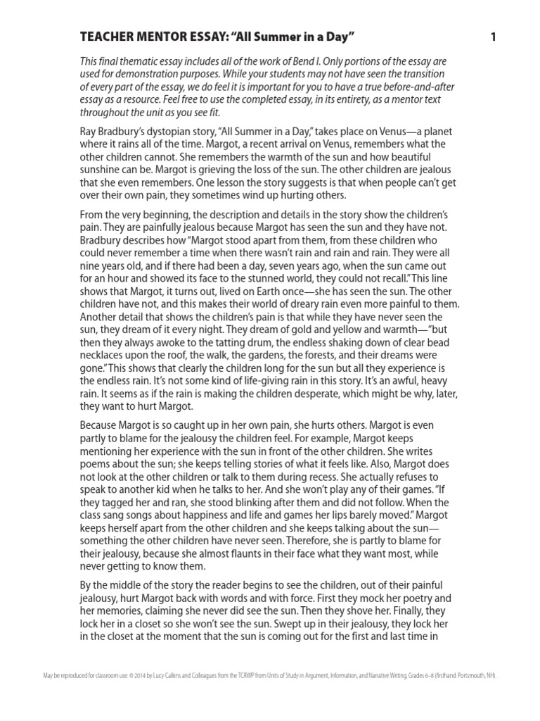 All Summer Day - Essay Analysis Themes | PDF