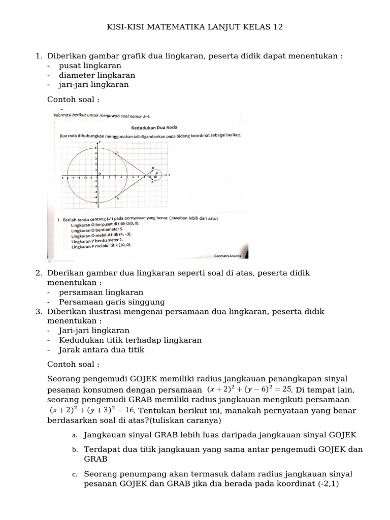 Kisi-Kisi PSAS Mat Lanjut 2024 | PDF