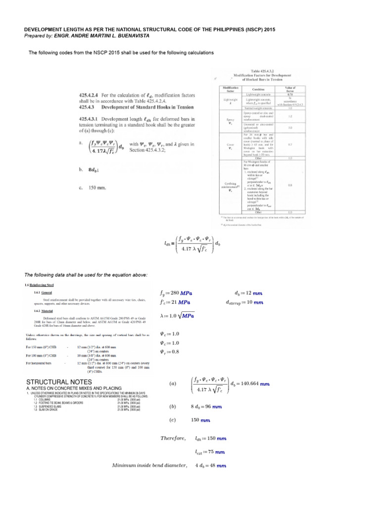 NSCP 2015 Development Length Guide | PDF