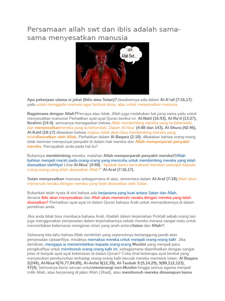 Iblis dan Allah: Penyesatan Manusia | PDF