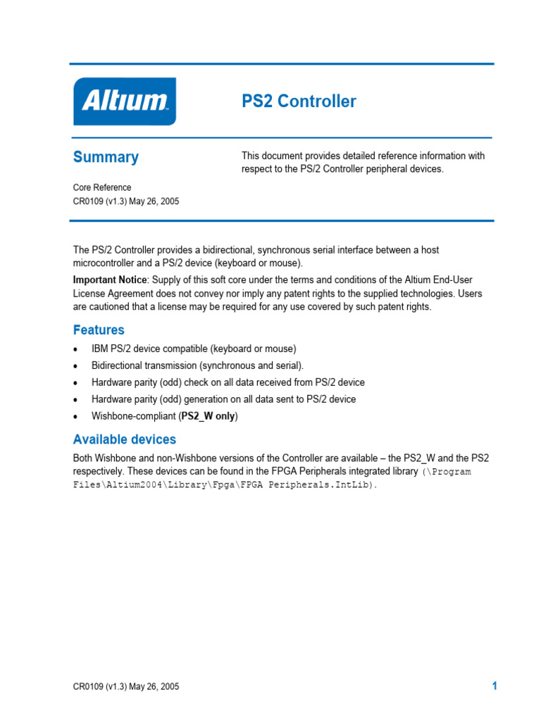 CR0109 PS2 Controller | PDF | Input/Output | Computer Hardware