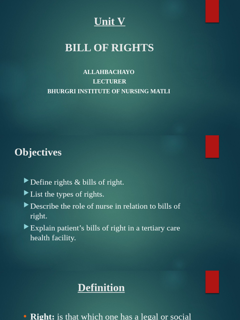 Unit 5 Bill of Rights-1 | PDF | Health Care | Nursing