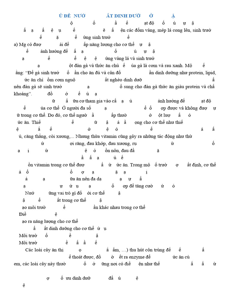 Chu de Nuoc Va Chat Dinh Duong o Sinh Vat | PDF