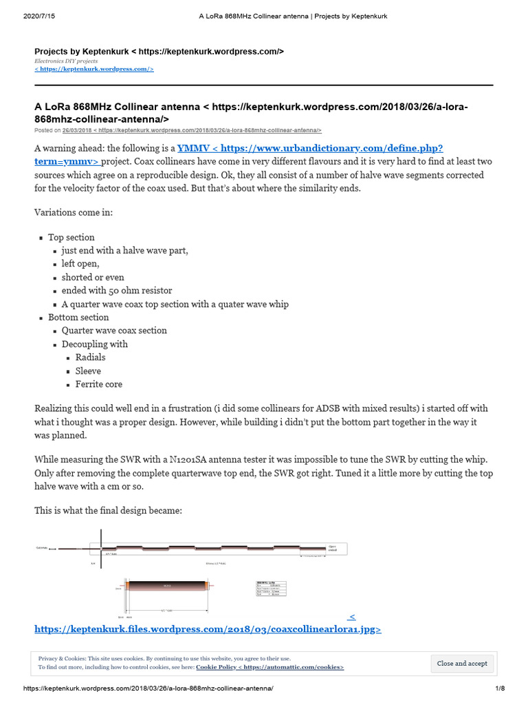 A LoRa 868MHz Collinear Antenna - Projects by Keptenkurk | PDF | Antenna (Radio ...