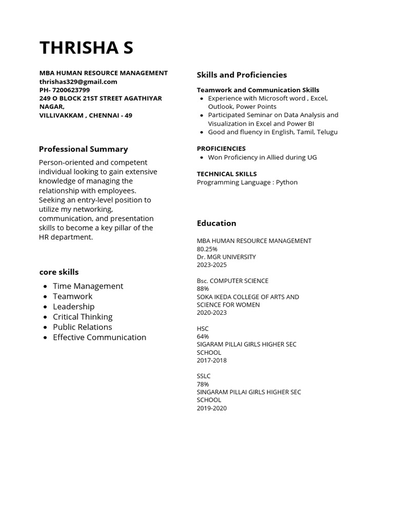 Thrisha Resume | PDF