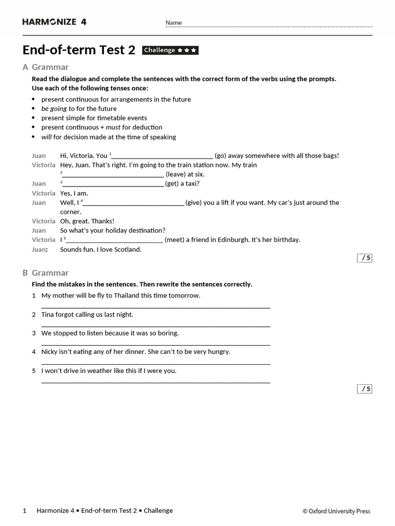 End-of-Term Test 2: Grammar & Vocabulary | PDF