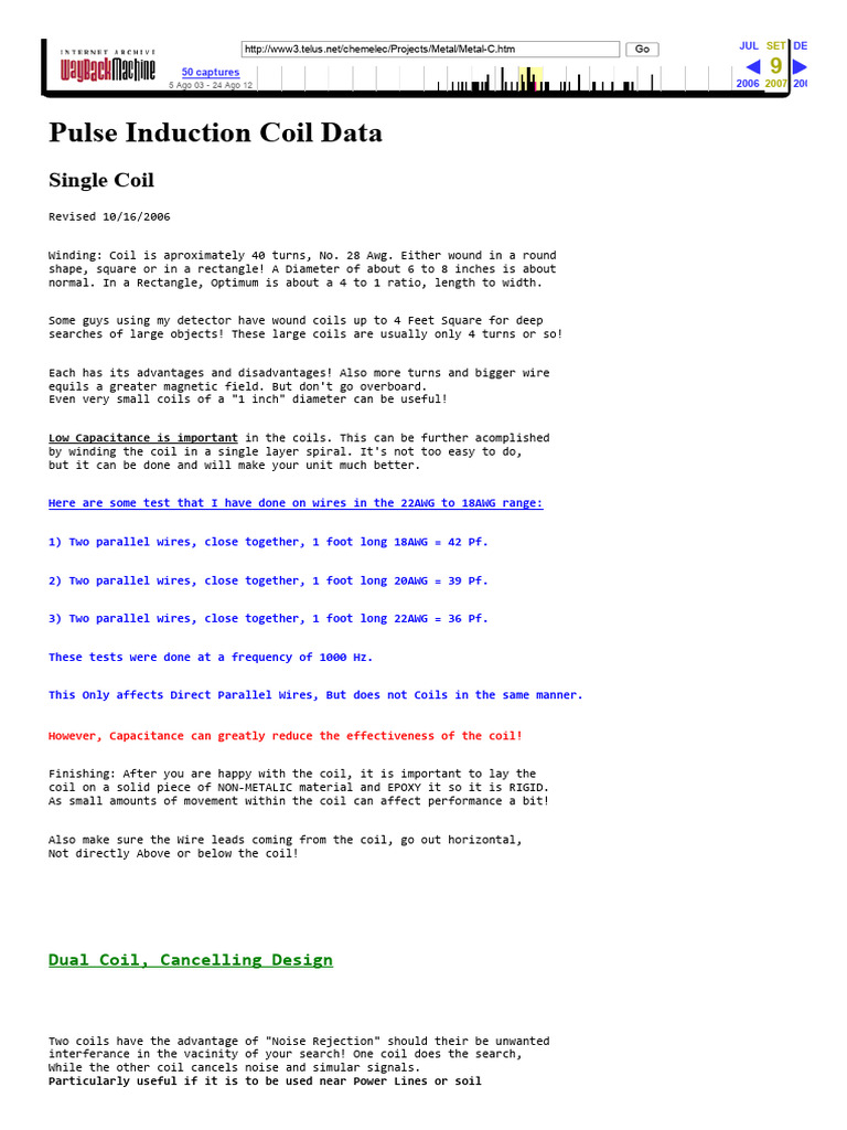 Pulse Induction Coil Data | PDF | Inductor | Electrical Engineering