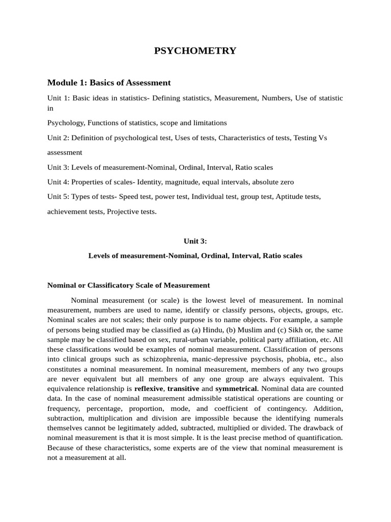 Psymetry M1 U3 4 5 MSC | PDF | Level Of Measurement | Coefficient Of ...