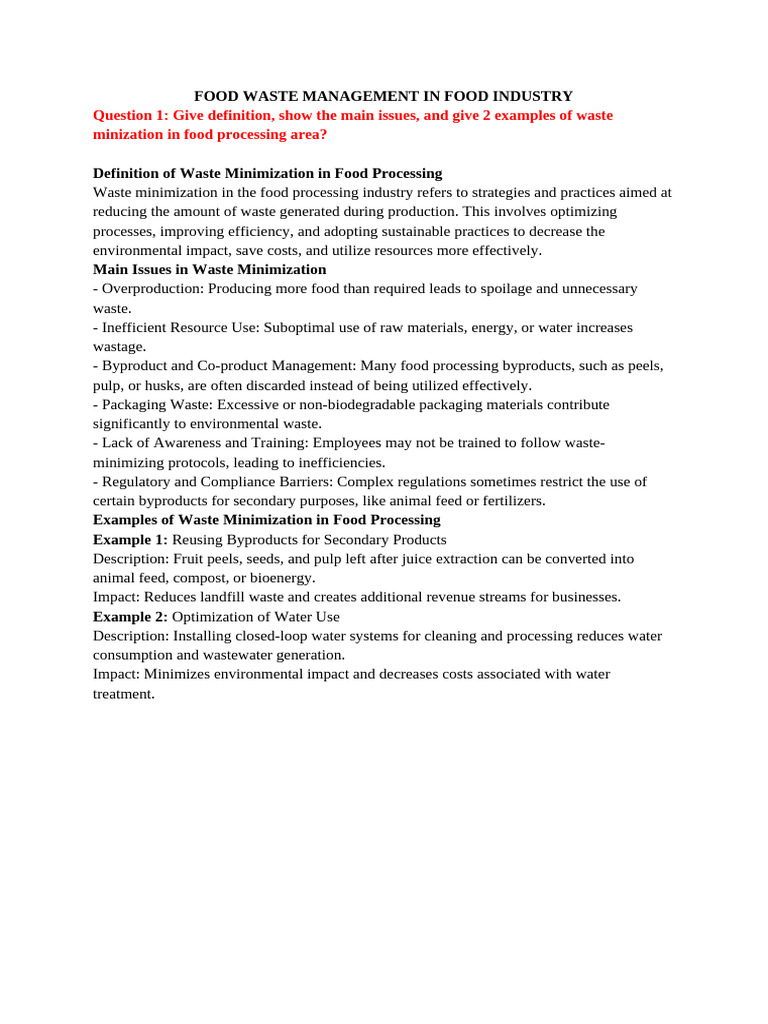 Food Waste Management in Food Industry | PDF | Biogas | Pyrolysis