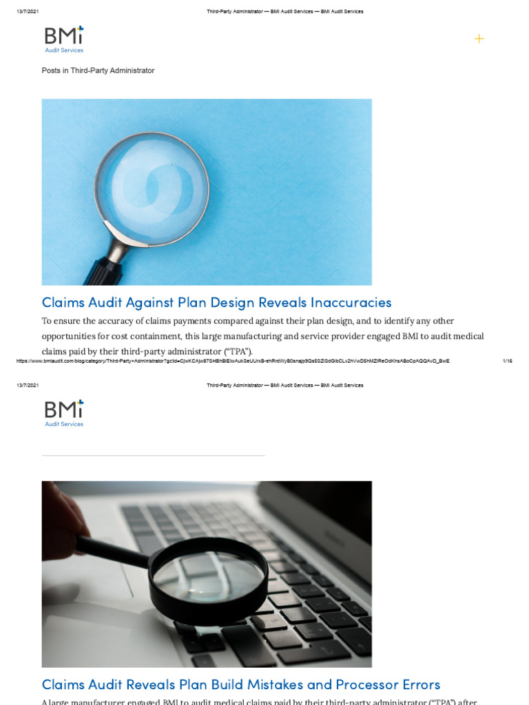Third-Party Administrator — BMI Audit Services — BMI Audit Services | PDF | Audit | Employment