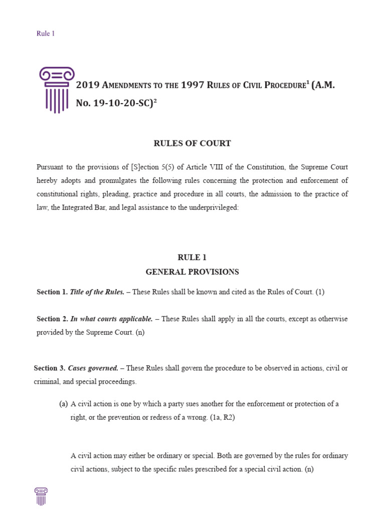 2019 Amendments to Civil Procedure Rules | PDF | Lawsuit | Judiciaries