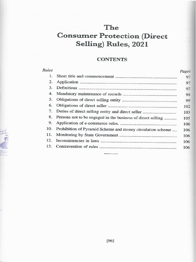 Consumer Protection (Direct Selling) Rules, 2021 | PDF