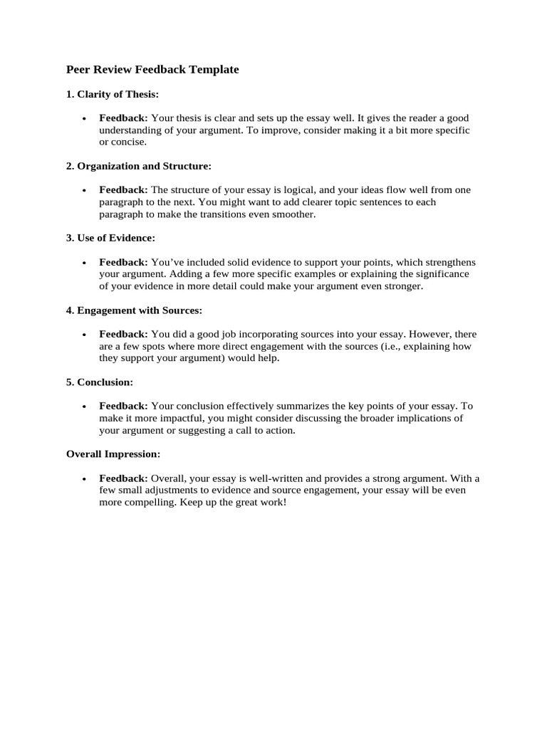 Peer Review Feedback Template | PDF