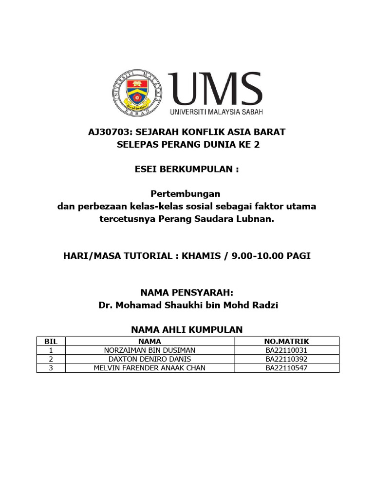 Pertembungan Dan Perbezaan Kelas-Kelas Sosial Sebagai Faktor Utama ...
