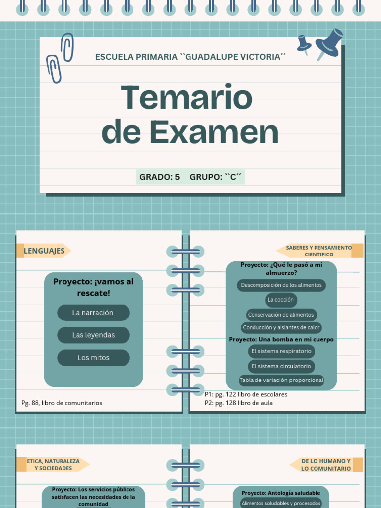 Temario de Examen Segundo Trimestre 5C | PDF