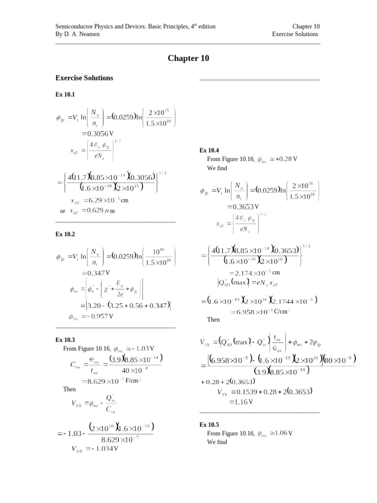 Chapter 10 Exercise Solutions Guide | PDF | Physical Sciences | Applied And Interdisciplinary ...