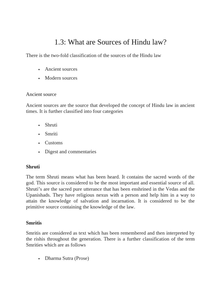 Sources of Hindu Law Explained | PDF | Justice | Crime & Violence