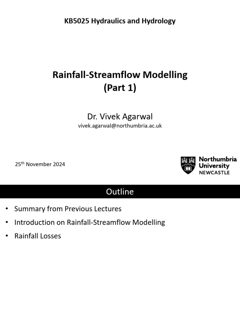 25 - KB5025 - Lecture - Rainfall-Streamflow Modelling (Part 1) | PDF | Surface Runoff | Hydrology