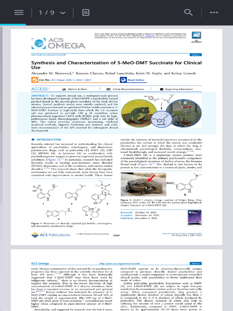 Synthesis and Characterization of 5-MeO-DMT Succinate For Clinical Use ...